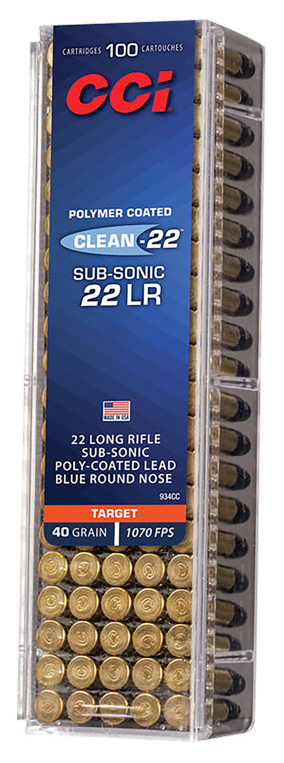 CCI 934CC Clean-22 Subsonic 22LR 40gr Lead Round Nose 100 Per Box/50 ...